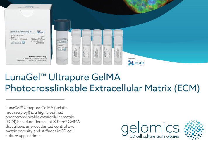LunaGel™ Ultrapure GelMA ECM Is Now Available - Gelomics